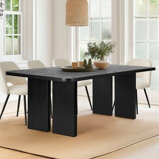 Japandi Style 79" Black Solid Oak Dining Table - Bed Bath & Beyond - 40706529